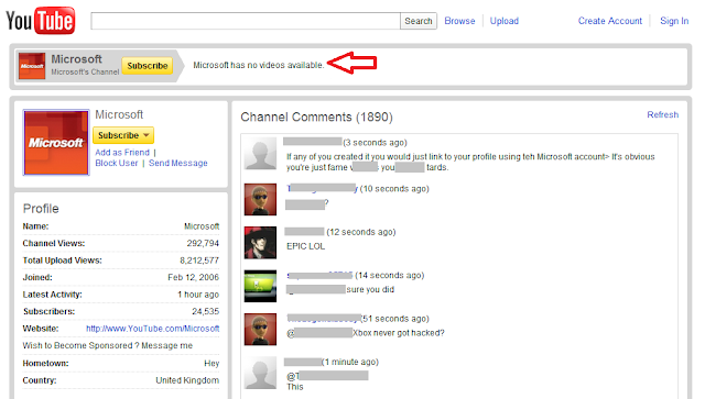 Microsoft's official Youtube channel hacked