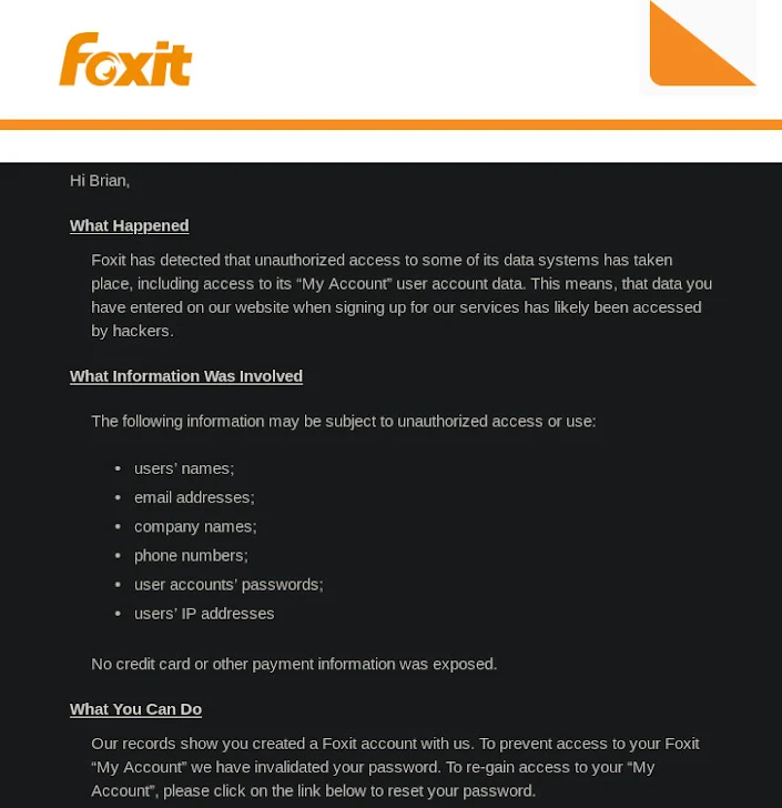 Foxit PDF Software Company Suffers Data Breach—Asks Users to Reset Password