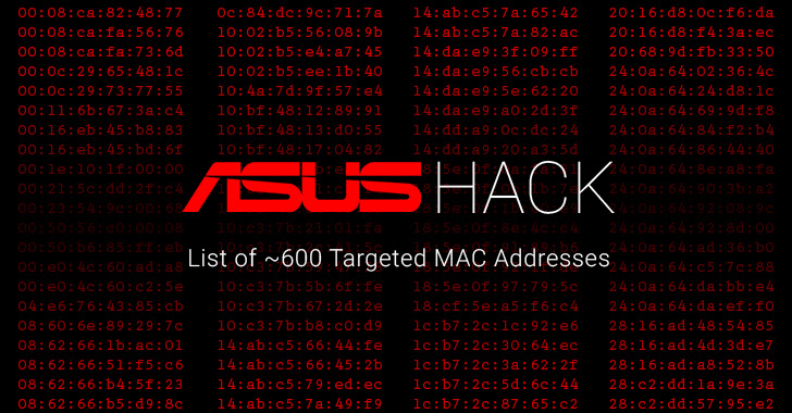 Here's the List of ~600 MAC Addresses Targeted in Recent ASUS Hack