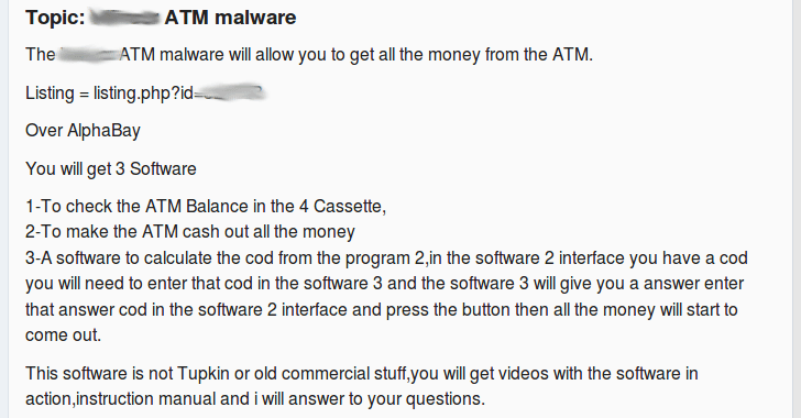 Dangerous Malware Allows Anyone to Empty ATMs—And It's On Sale!