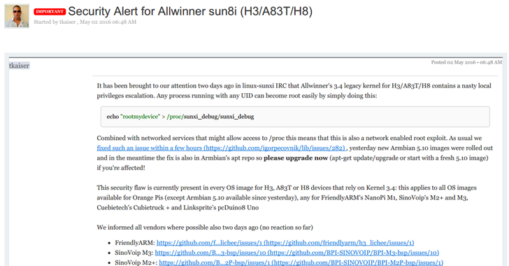 Kernel Backdoor found in Gadgets Powered by Popular Chinese ARM Maker