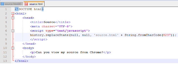 Exclusive - Source Code Spoofing with HTML5 and the LRO Character