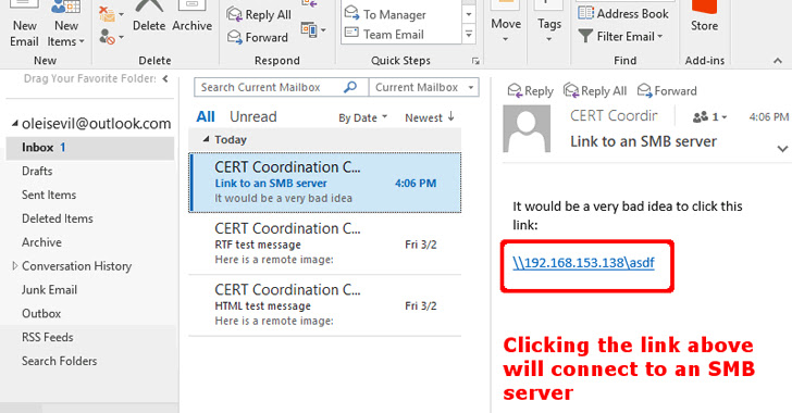 Flaw in Microsoft Outlook Lets Hackers Easily Steal Your Windows Password
