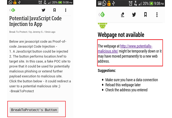 Feedly Android App Javascript Injection vulnerability exposes Millions of Users to Hackers