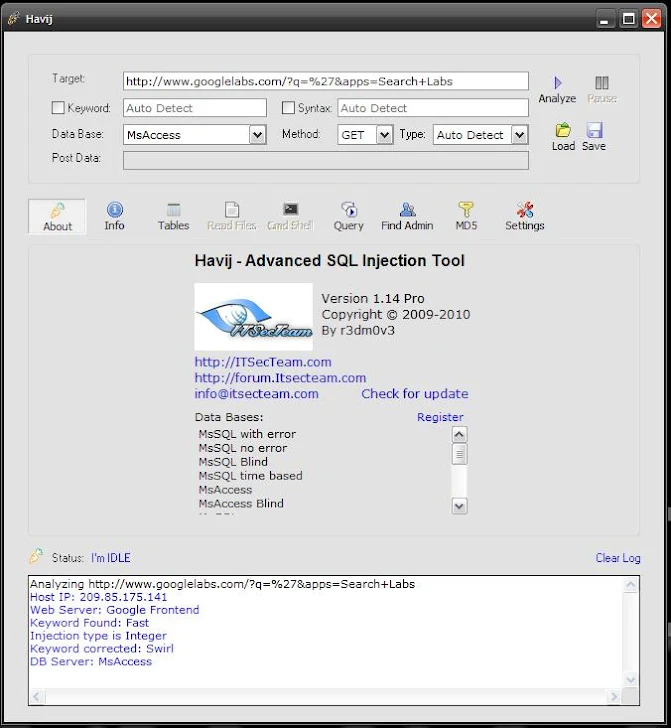 SQL Injection Vulnerability in Google Lab Database System