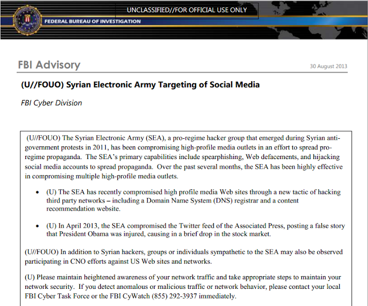 FBI Cyber Division put 'Syrian Electronic Army' Hackers in wanted list