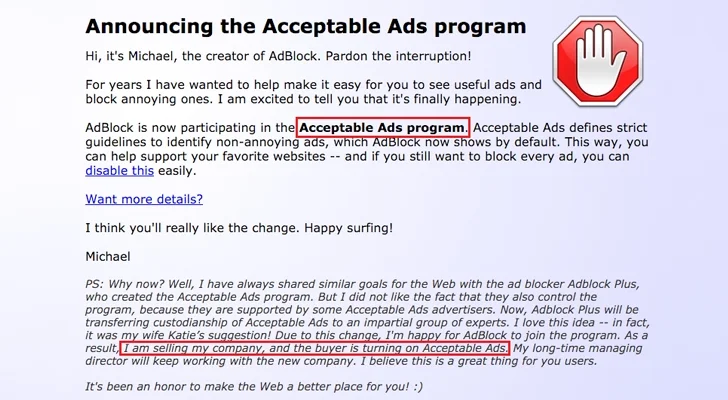 AdBlock Extension has been Sold to an 'Unknown Buyer'