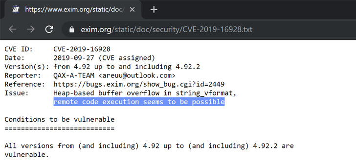 New Critical Exim Flaw Exposes Email Servers to Remote Attacks — Patch ...