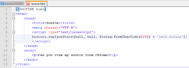 Exclusive - Source Code Spoofing with HTML5 and the LRO Character