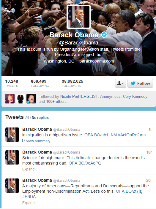 Barack Obama's Twitter, Facebook, Campaign website and Email Accounts ...
